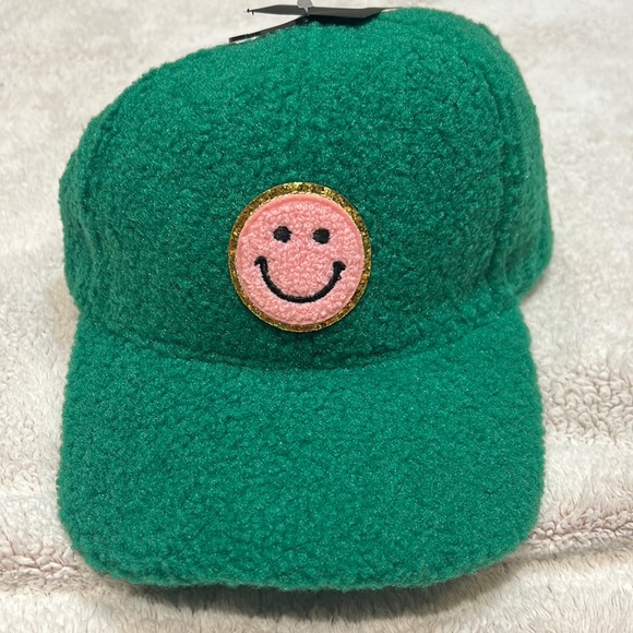 Accessories | Sherpa Smiley Patch Hat | Poshmark